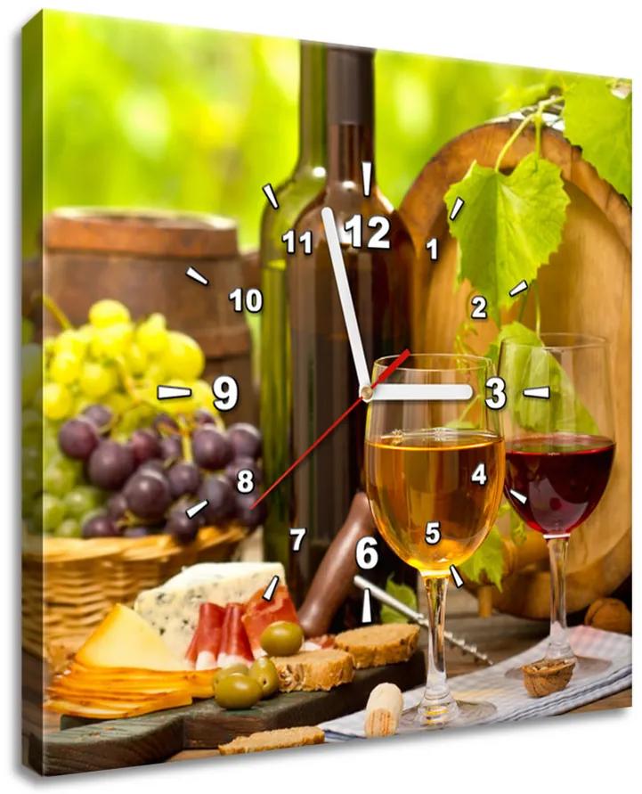 Gario Obraz s hodinami Červené a bílé víno Rozměry: 30 x 30 cm