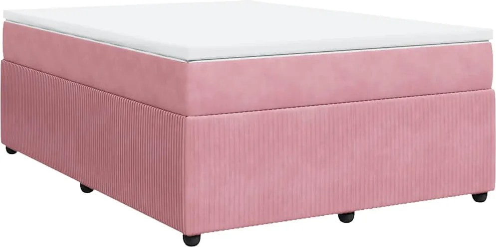Box spring postel s matrací růžová 140x200 cm samet 3285649