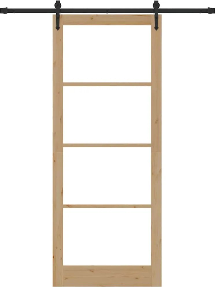 Posuvné dveře 93 x 232 cm Masivní borové dřevo a sklo Přírodní 3332347