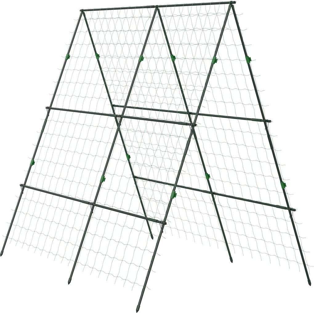 Outsunny Kovový Trellis pro Šplhající Rostliny - Zelený, Bez Rzi, 180x100x180cm, Oblouk pro Růže, Zahradní Trellis pro Rajčata, Zeleninu, Květiny, Špl