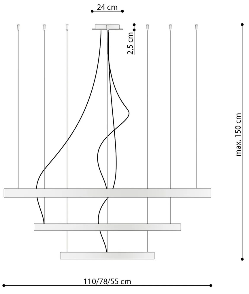 Lustr RIO 3 55/78/110 bílá LED 4000K