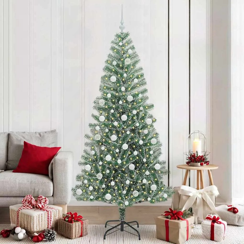 Umělý vánoční stromeček se sněhem a LED osvětlením 210 cm 3396827