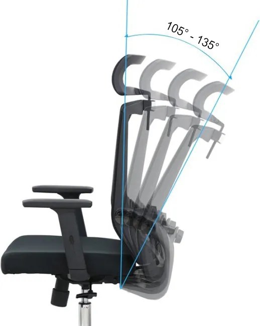 Kancelářská ergonomická židle Neoseat GRANDINI — síť / látka, černá, nosnost 150 kg