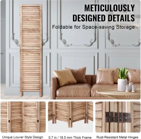 Přenosná dřevěná dělicí příčka 6 Panel pro oddělení místností