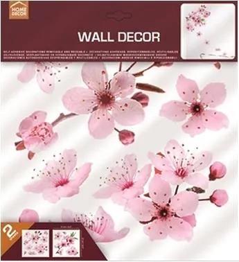 Crearreda Dekorační samolepka na zeď - Květy třešně, 31x31cm