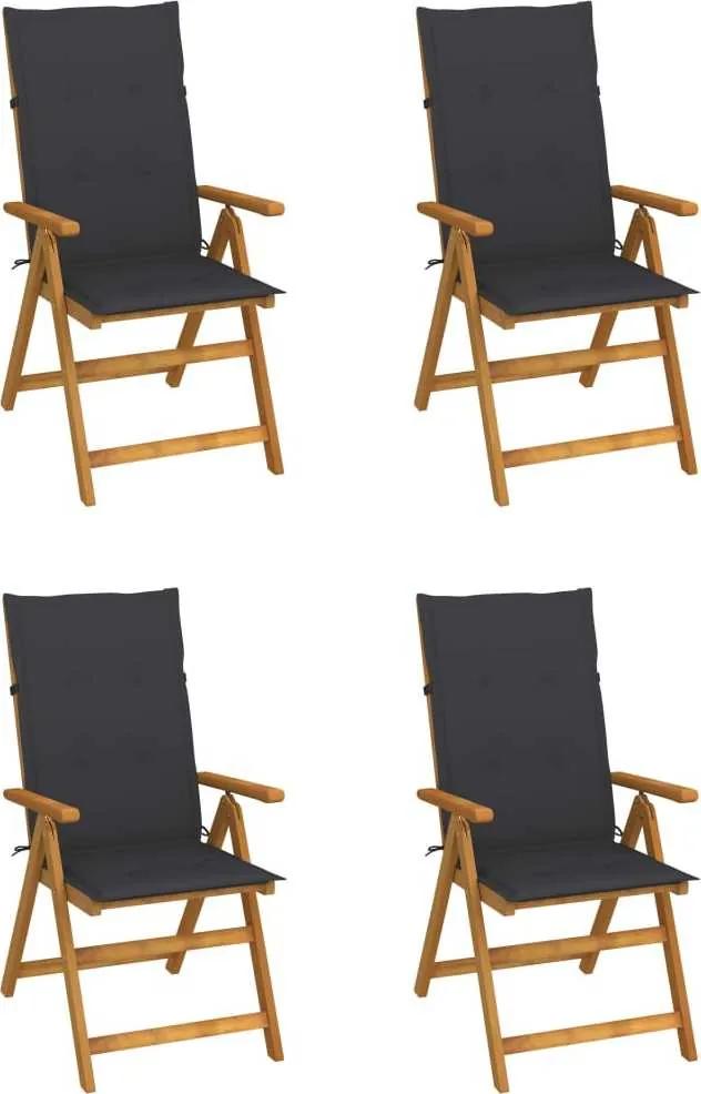 vidaXL Zahradní polohovací židle s poduškami 4 ks masivní akácie [3065354] Barva: Béžová
