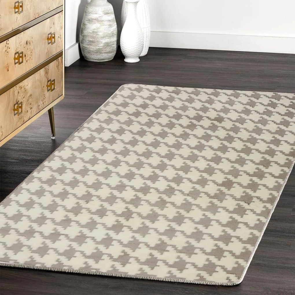 Tutumi Plyšový koberec Clover Pepitka Beige Rozměr (cm): 160 x 230