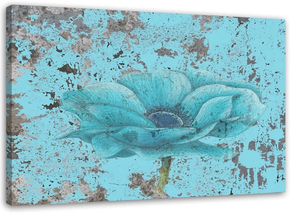 Obraz na plátně, Vintage Flower Blue - 120x80 cm