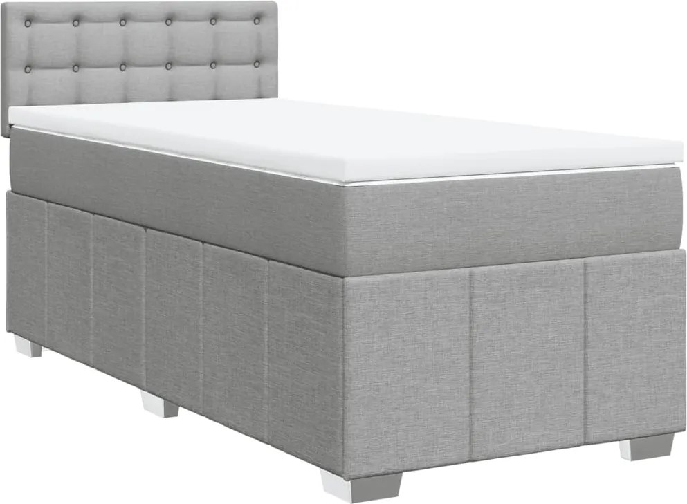 Box spring postel s matrací světle šedý 100 x 200 cm textil 3286993