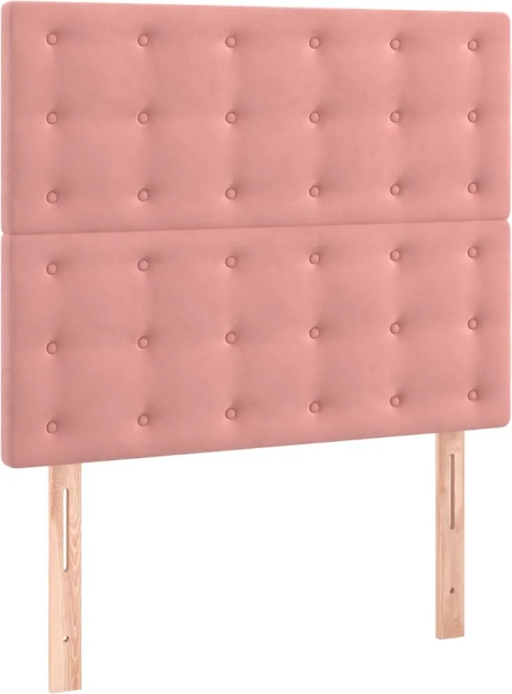 Box spring postel s matrací a LED růžová 120x200 cm samet 3136358