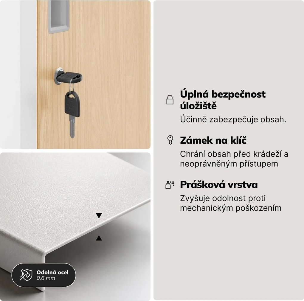 Šatní skříňka BHP, zaměstnanecká, jednotlivá, 2 schránky s tyčí, bílá/dub sonoma, 316,5x1850x450 mm: IGOR 1 Plus Eco Design