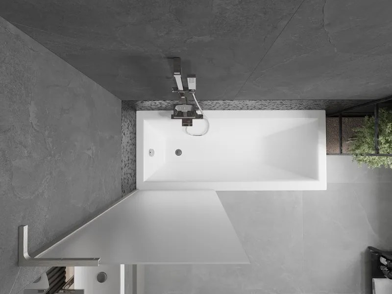 Mexen Next L, 1-křídlová vanová zástěna 70 x 150 cm, 6mm sklo námraza, 6mm čiré sklo, profil broušená ocel, 895-070-000-03-30-97