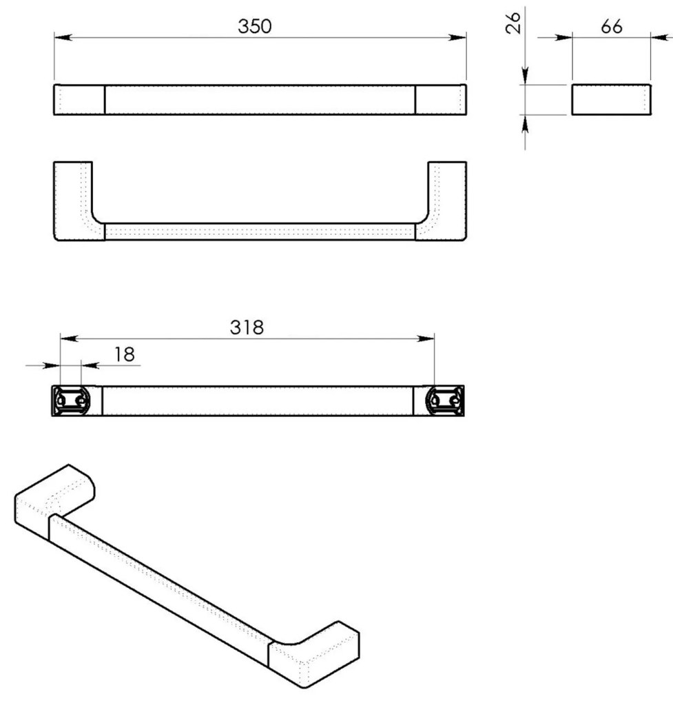 Gedy, PIRENEI držák ručníků 350x66mm, černá matná, PI213514