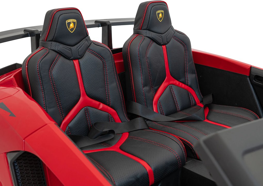 Ramiz Elektrické autíčko Lamborghini Aventador SV pro 2 děti červené + dálkové ovládání 2,4 GHz + EVA pěna + LED audio