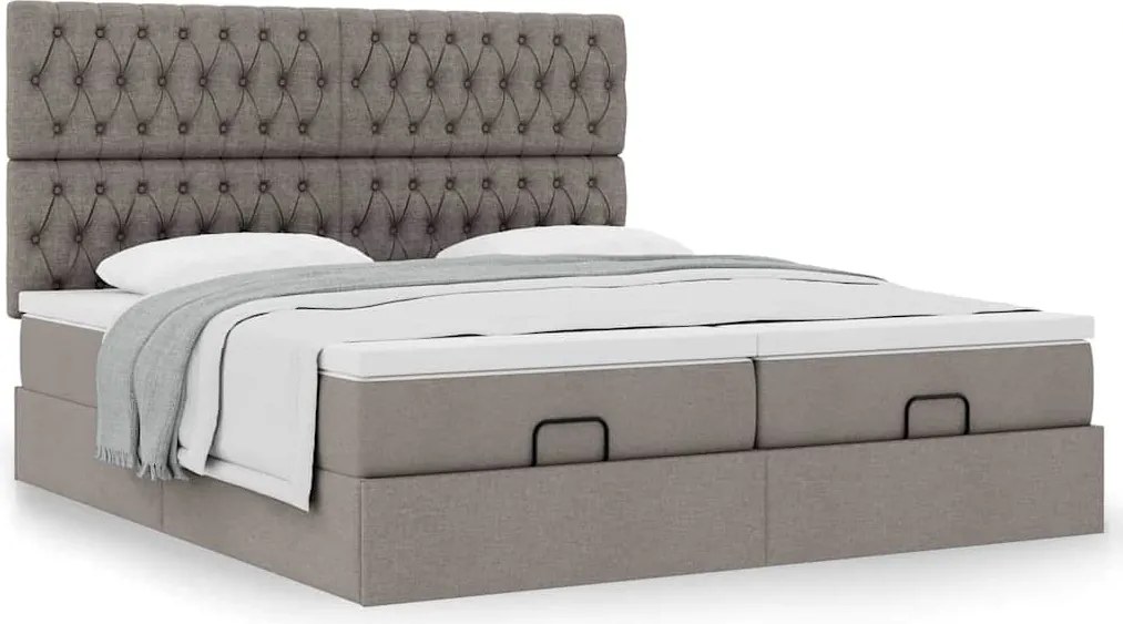 Osmanský rám postele s matracíes taupe 200x200cm textil 3313724