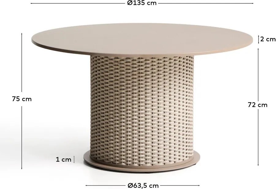 Kulatý zahradní jídelní stůl ø 135 cm Sedalis – Kave Home