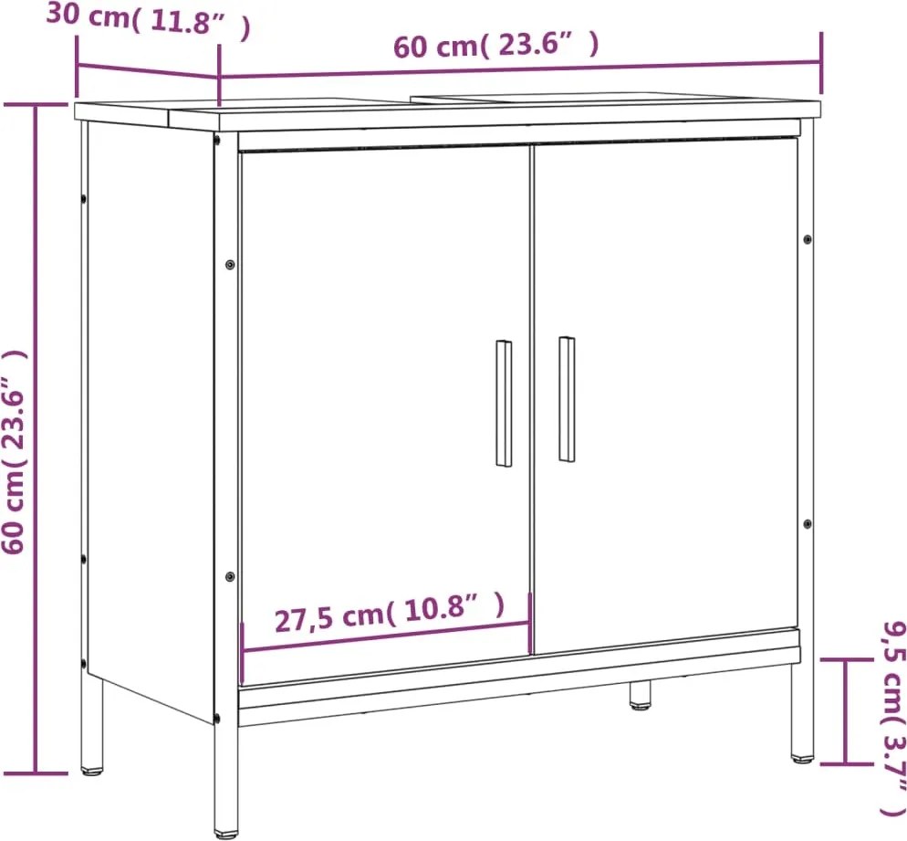 vidaXL Koupelnová skříňka pod umyvadlo 60x30x60 cm kompozit [842448] Barva: hnědý dub