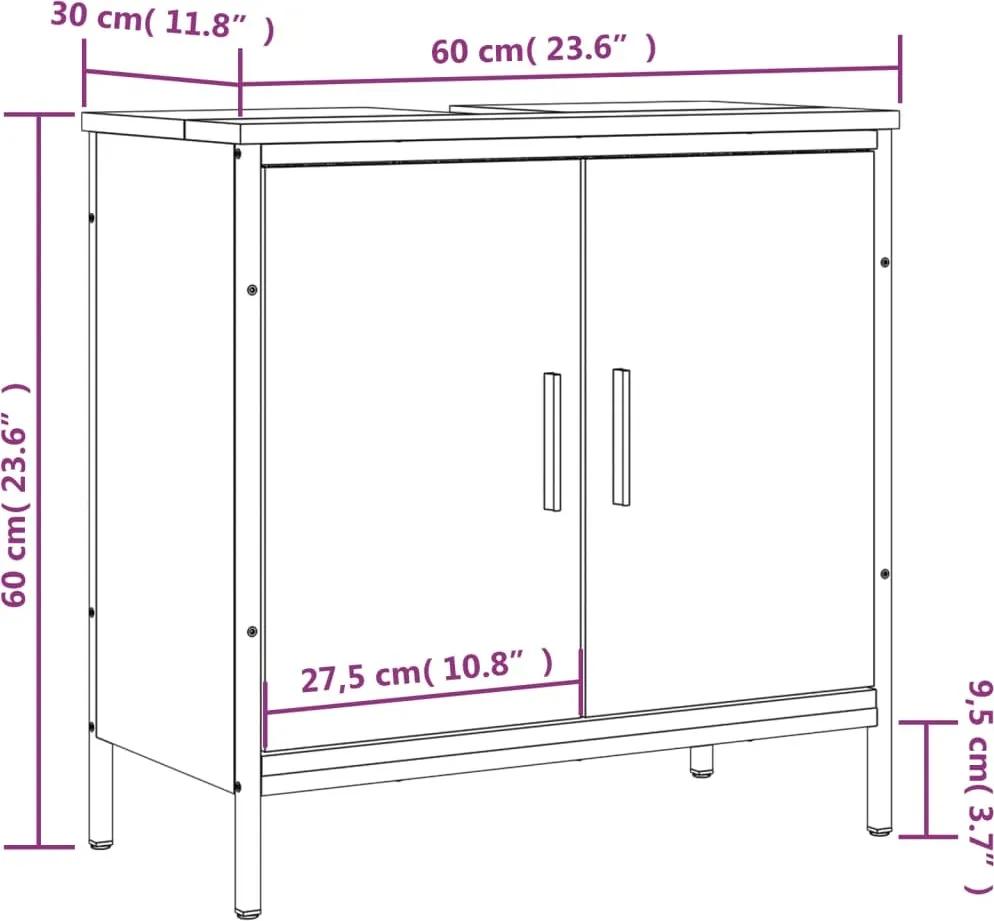 vidaXL Koupelnová skříňka pod umyvadlo 60x30x60 cm kompozit [842448] Barva: šedá sonoma