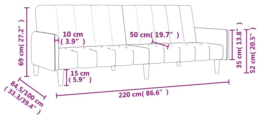 2místná rozkládací pohovka krémová textil - Default Title