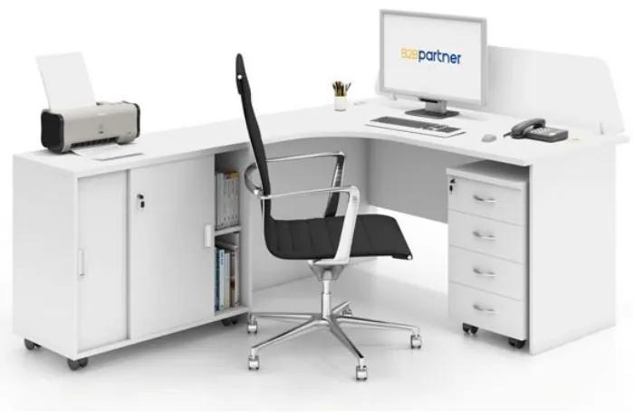 B2B Partner Kancelářský pracovní stůl s kontejnerem MIRELLI A+, typ F, bílá