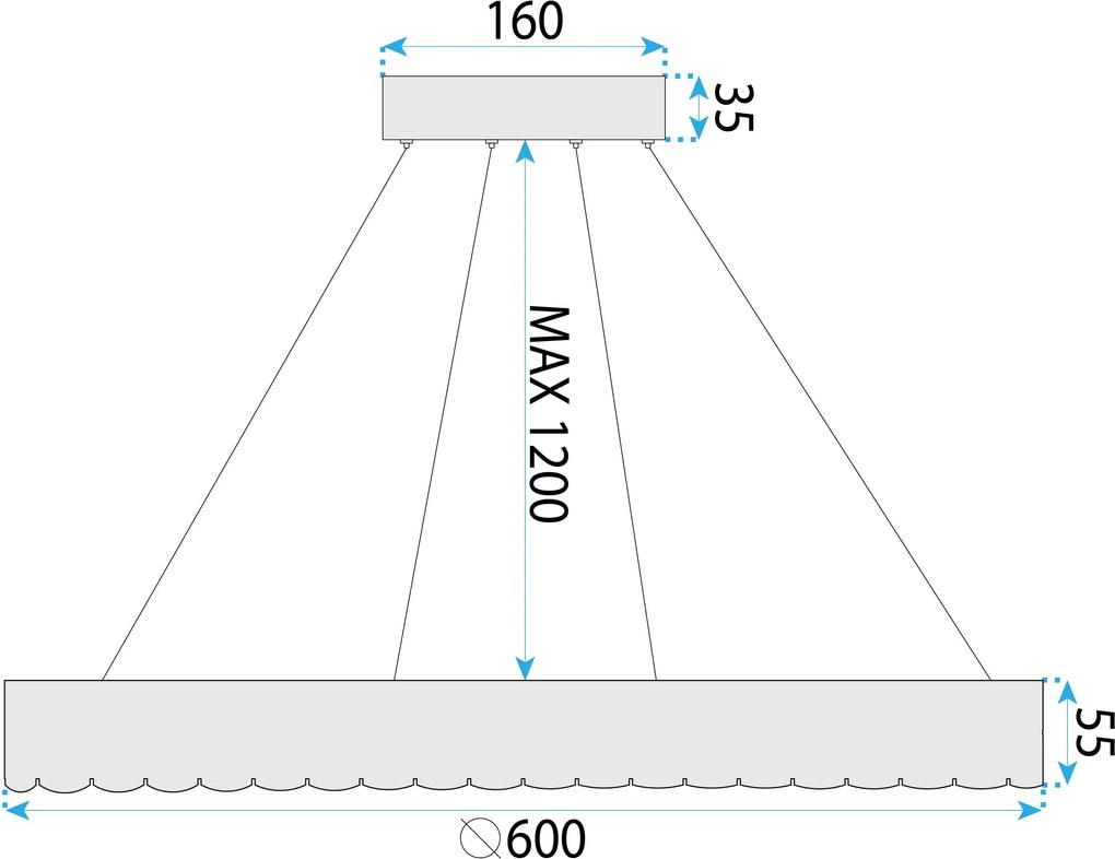 Toolight Toolight, LED závěsné svítidlo 60cm, 40W, 4000K, MS019-CP, růžové zlato, OSW-09631