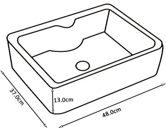 BPS-koupelny Keramické umyvadlo na desku HYD-EE-BL-480 48x37 cm, černé lesklé