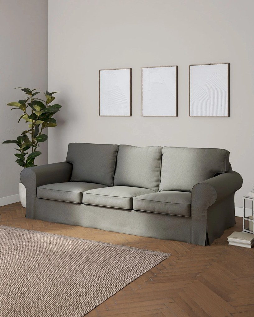 Potah na pohovku IKEA Ektorp 3-místná, rozkládací STARÝ MODEL PIXBO barva šedá látka pletený vzor