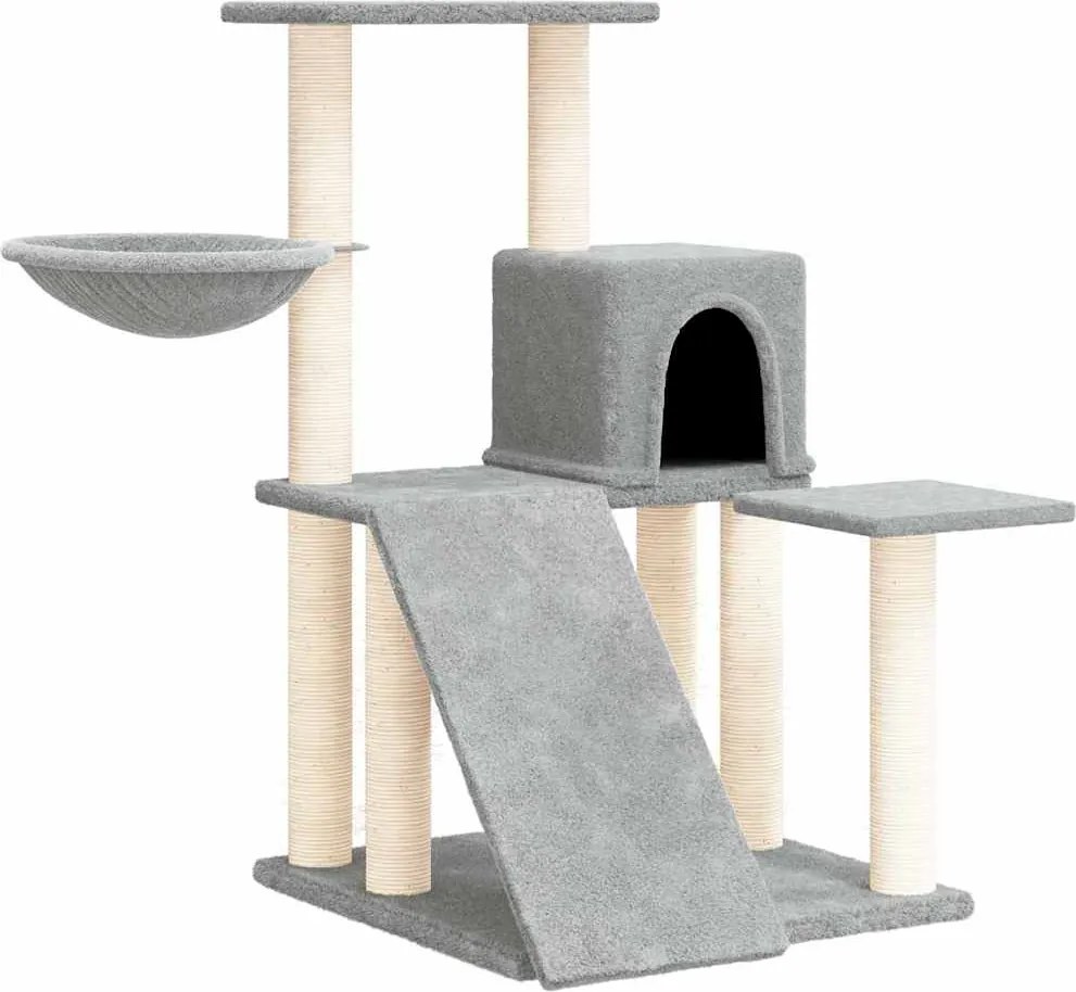 Škrabadlo pro kočky se sisalovými sloupky světle šedé 82 cm 171661