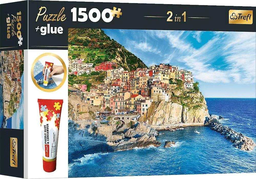 Puzzle trefl sada 2v1 puzzle manarola, ligurie, itálie 1 500 dílků s lepidlem