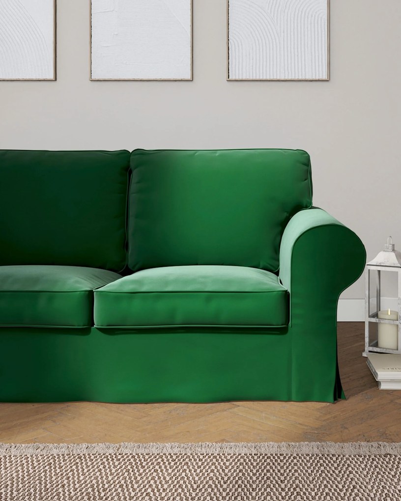 Potah na pohovku IKEA Ektorp 2-místná, rozkládací, STARÝ MODEL barva zelená látka lesklé, sametová