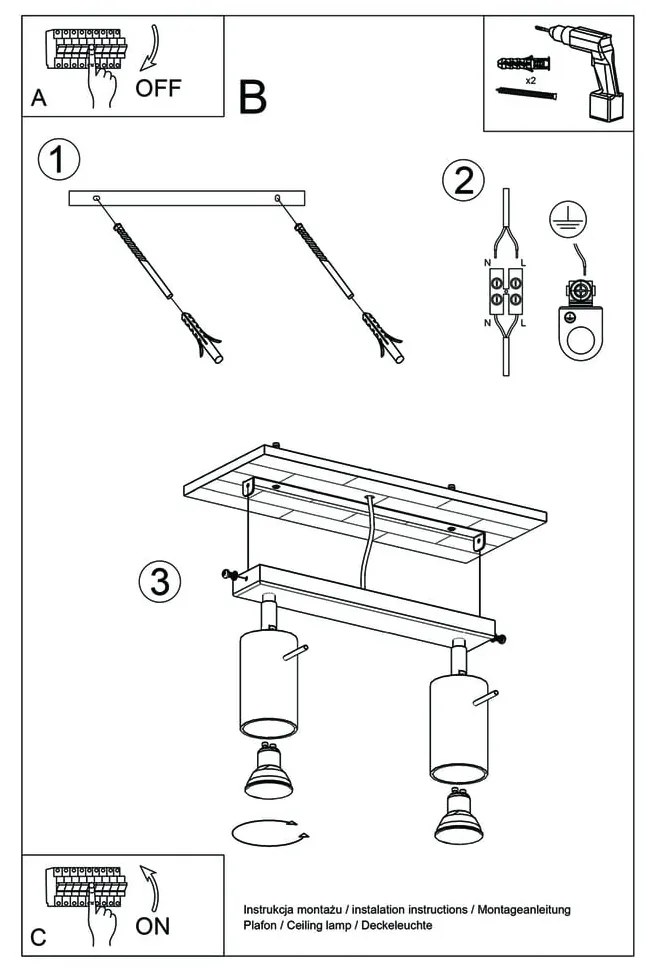 Bílé stropní světlo Sollux Etna