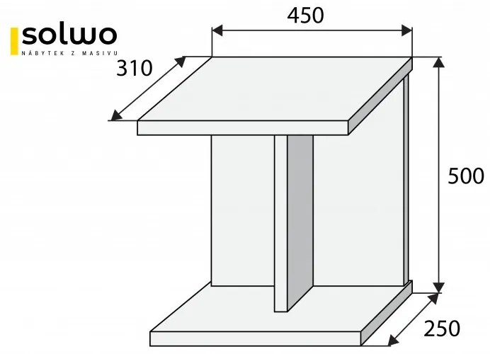 Solwo Design Noční stolek UNICO Dřevo a odstín oleje: BUK Cink - Olej odstín BO105