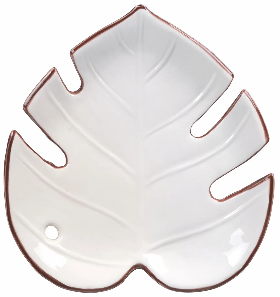 VILLA D’ESTE HOME TIVOLI Set designových dezertních talířů ve tvaru listů Tropical 3 kusů, zelená/bílá/růžová