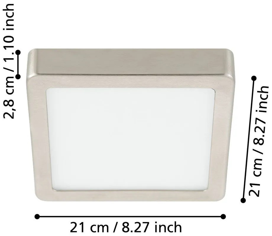 Šedé LED stropní svítidlo 21x21 cm FUEVA 5 – EGLO