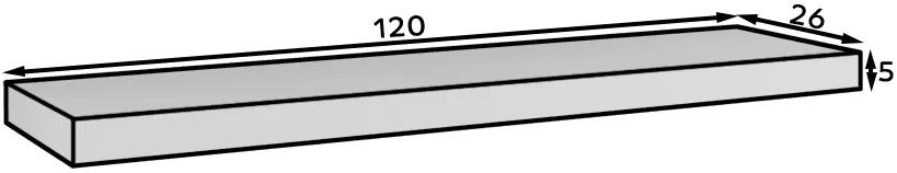 Nástěnná police Tera 120 cm Barva: Bílá lesk