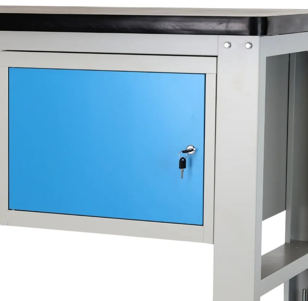 Dílenský stůl Solid MDF-11, 150 cm, 2 závěsné boxy, černá