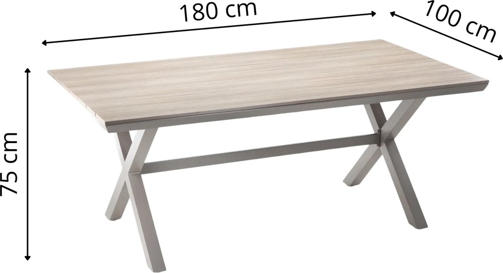 Zahradní stůl Alumio 180 cm hnědý/béžový