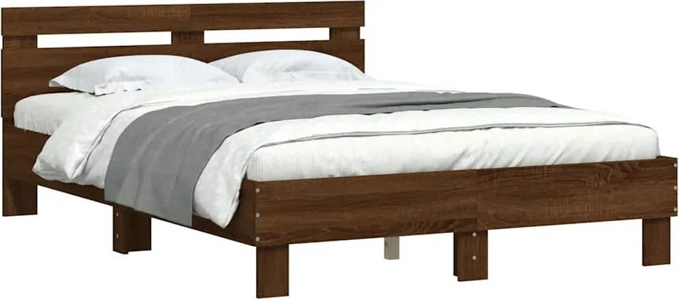 Rám postele s čelem hnědý dub 135 x 190 cm kompozitní dřevo 3207447