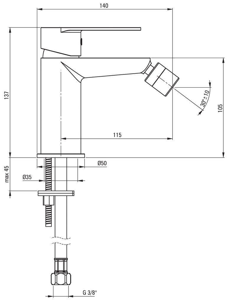 Deante Alpinia, stojánková bidetová baterie, zlatá lesklá, DEA-BGA_Z30M
