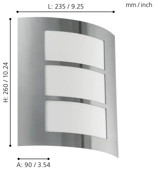 EGLO 88139 - Venkovní nástěnné svítidlo CITY 1xE27/15W/230V IP44