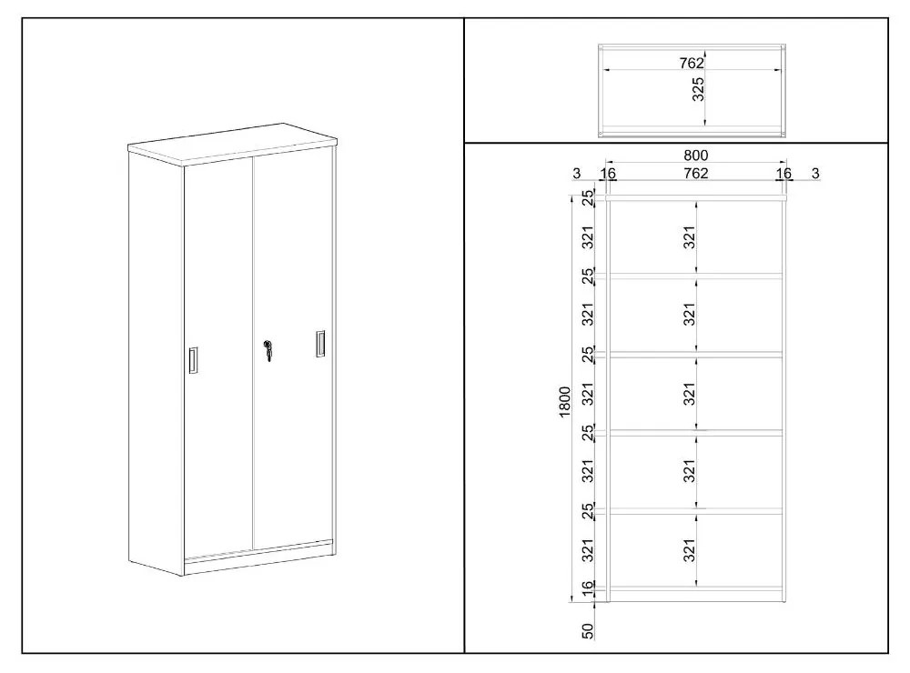 Vysoká skříň SimpleOffice 80 x 40 x 180 cm, třešeň