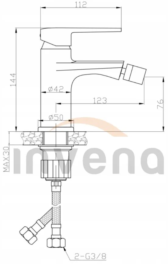 Invena Fira, stojánková bidetová baterie, černá matná, INV-BB-71-004-V