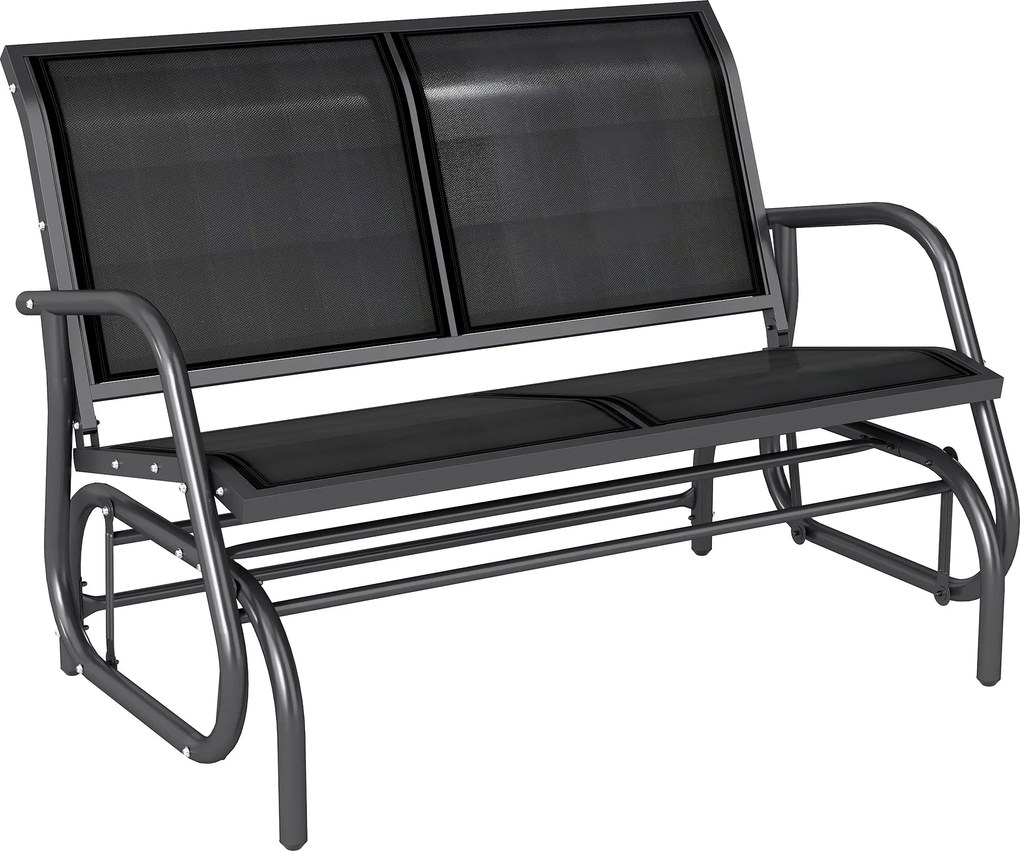 Outsunny Zahradní Houpací Lavice pro Dva s Houpacím Mechanismem - Kovová Houpací Lavice s Nosností až 200 kg, Zahradní Nábytek pro Zahradu, Terasu, Ve