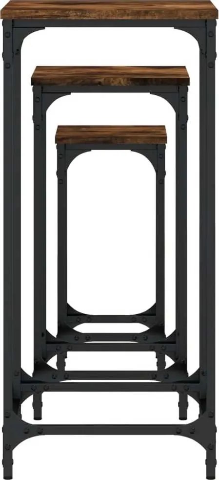 vidaXL Hnízdové odkládací stolky 3 ks kompozitní dřevo [838940] Barva: Černá
