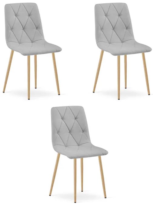 Set tří jídelních židlí LIBRA světle šedé / hnědé nohy (3 ks)
