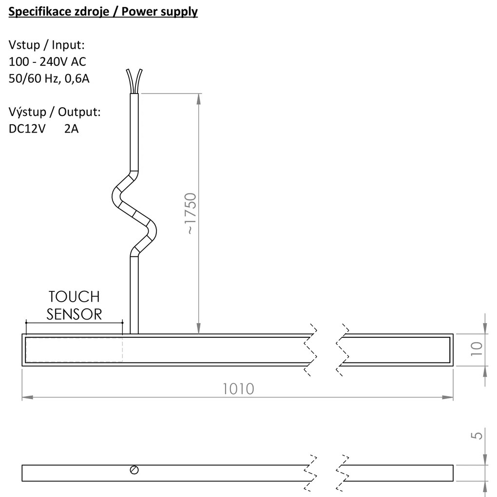 Sapho Sapho, LOREA LED pásek 141 cm, 6,8 W, studená bílá, LED145