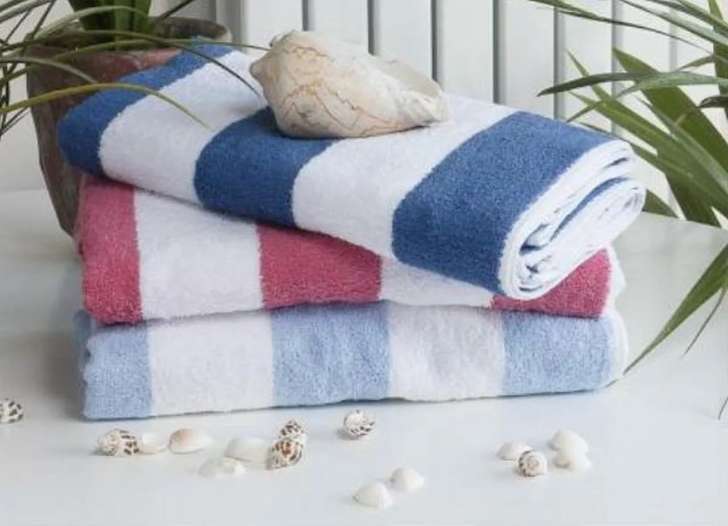 Froté osuška Pool Towel 400 gsm odolná chlóru pruhovaná růžovo-bílá