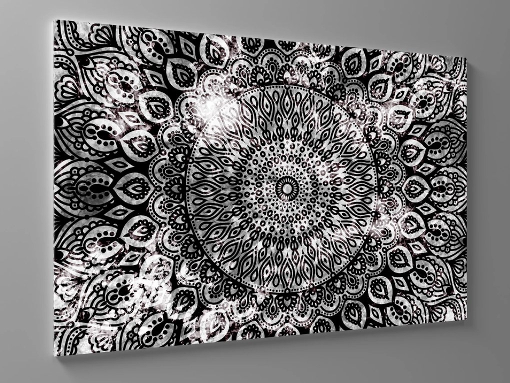 Obraz černobílá mandala Rozměr: 60 x 40 cm