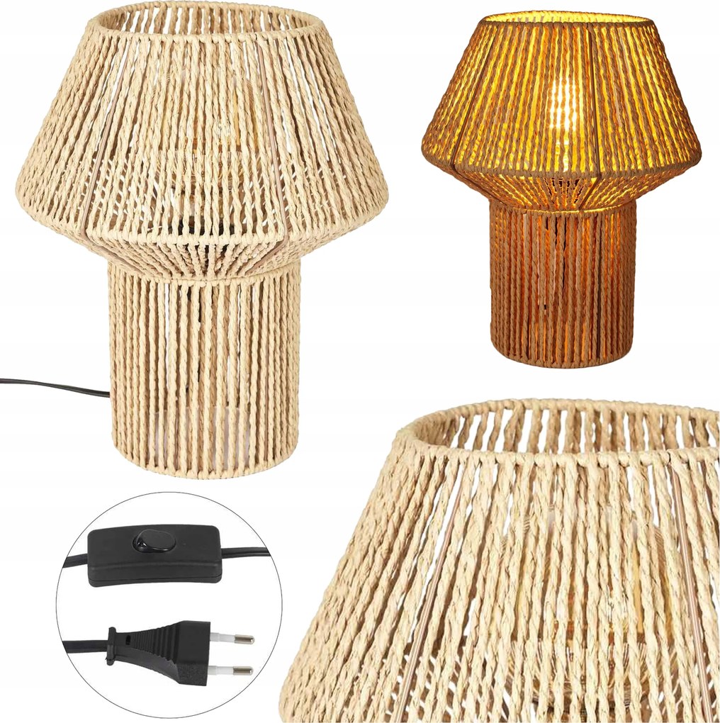 Pletená stolní lampa noční lampa Natura 33 cm Boho do ložnice obývacího pokoje