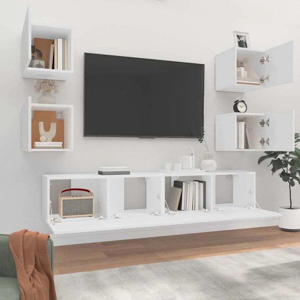 6dílný set TV skříněk bílý kompozitní dřevo 3114254